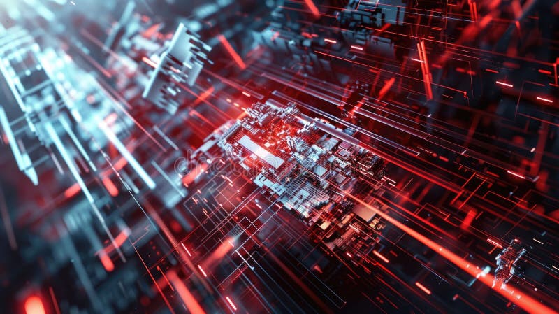 Abstract of Digital Connected Shape and Particle with Tech Cyber Style ...