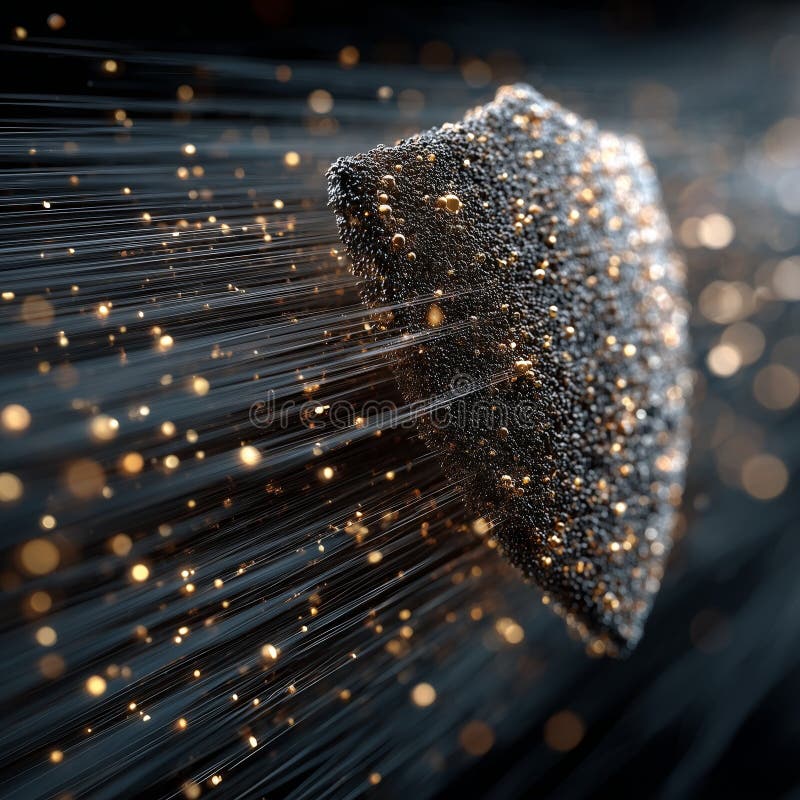 Abstract Digital Shield Deflecting Glowing Data Streams Stock ...