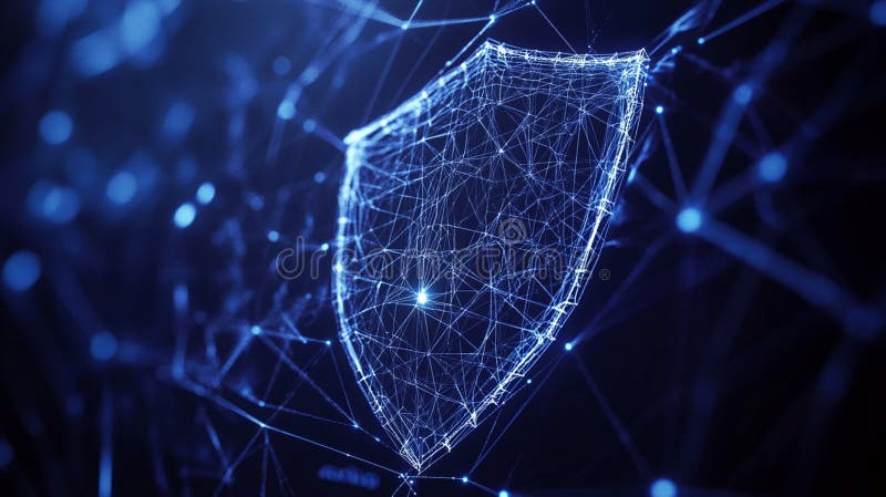 Abstract Digital Shield Network Security Data Protection Concept Blue ...