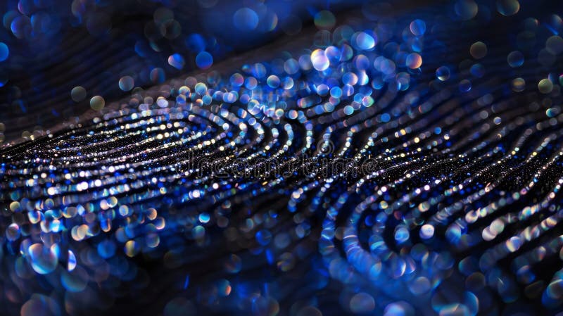 Abstract Digital Silver Fingerprint with Bokeh Effect in Blue ...