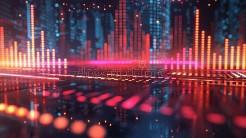 Abstract Digital Sound Equalizer. Linear Wave-like Sound. Stock ...