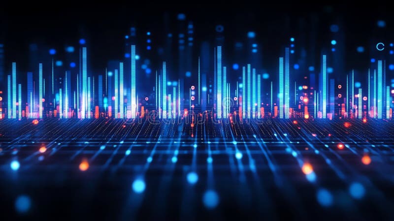 Abstract Digital Sound Wave, Colorful Lights, Black Background Stock ...