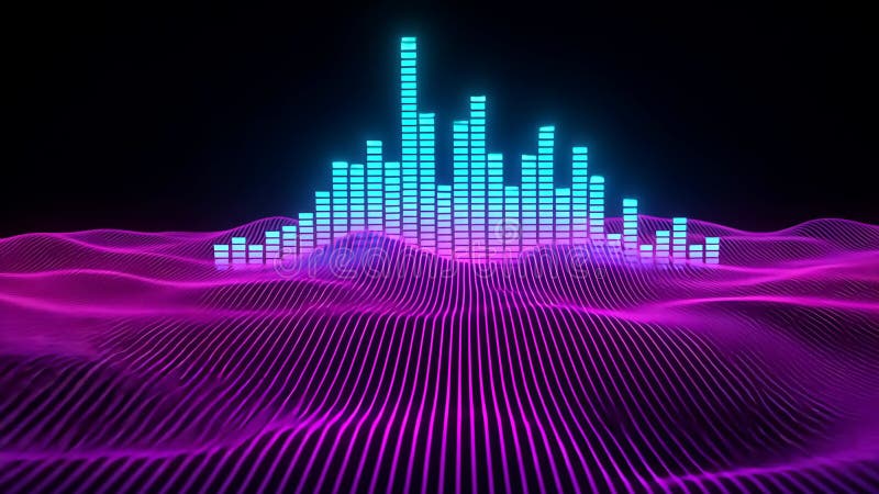 Abstract Digital Sound Waves with Blue and Pink Visual Elements Stock ...