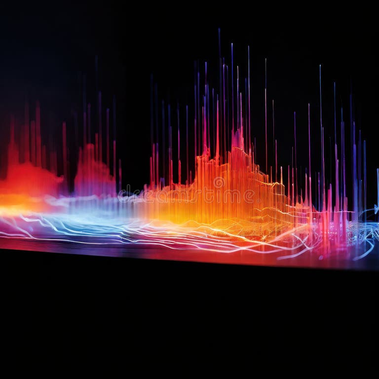 Abstract Digital Soundwave Visualization with Neon Lights Stock Image ...