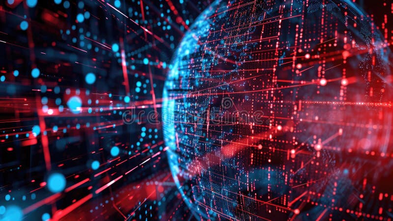 Abstract Digital Space Background, Futuristic Cyberspace with Cyber ...