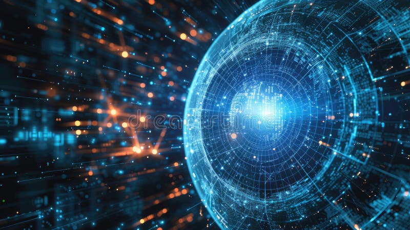 Abstract Digital Space Background, Futuristic Cyberspace with Cyber ...