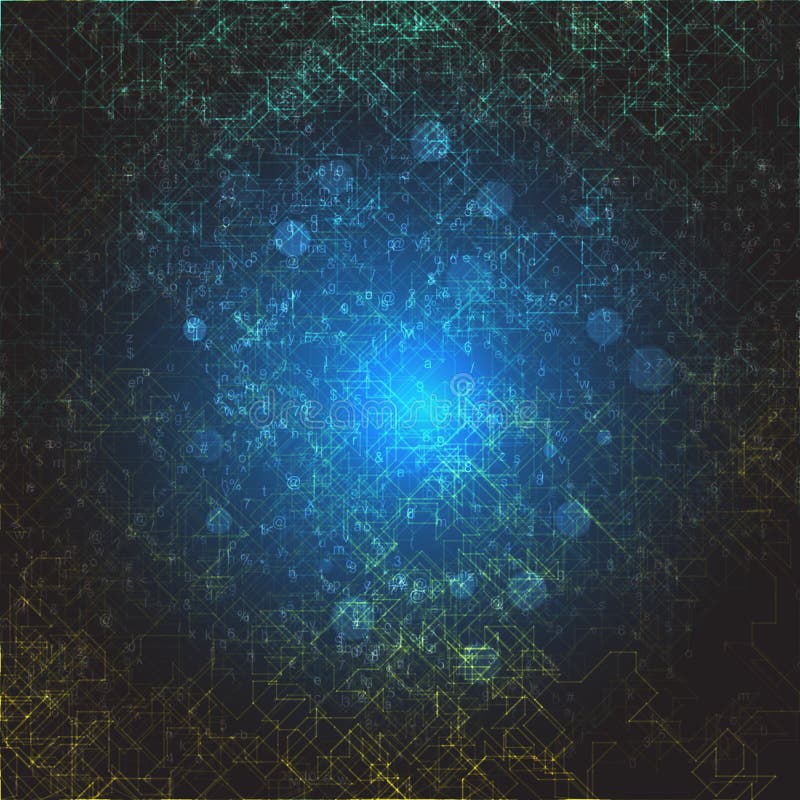 Abstract Digital Space Illustration. Cyber Space Portal with Chaotic ...