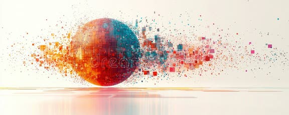 Abstract Digital Sphere with Colorful Pixel Explosion Art Stock Photo ...