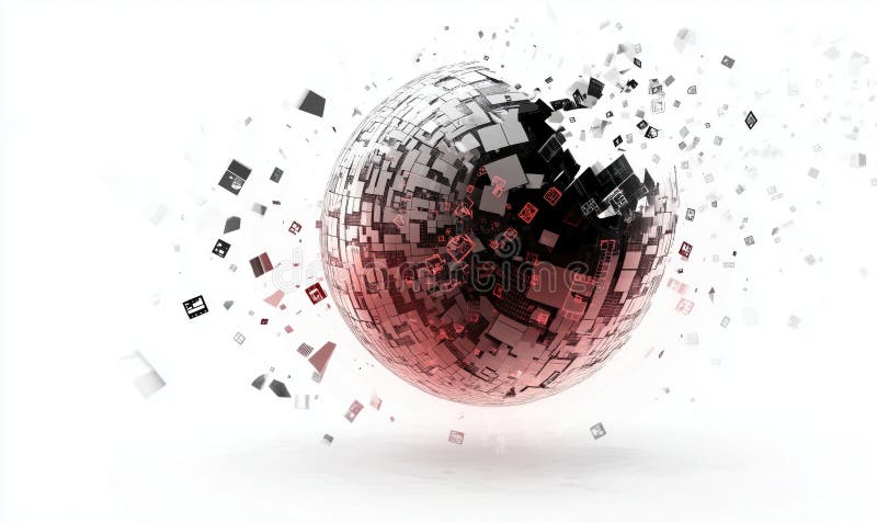 Abstract Digital Sphere Composed of Fragmented Geometric Shapes and ...