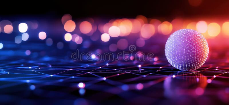 Abstract Digital Sphere on Glowing Network Background with Vibrant ...