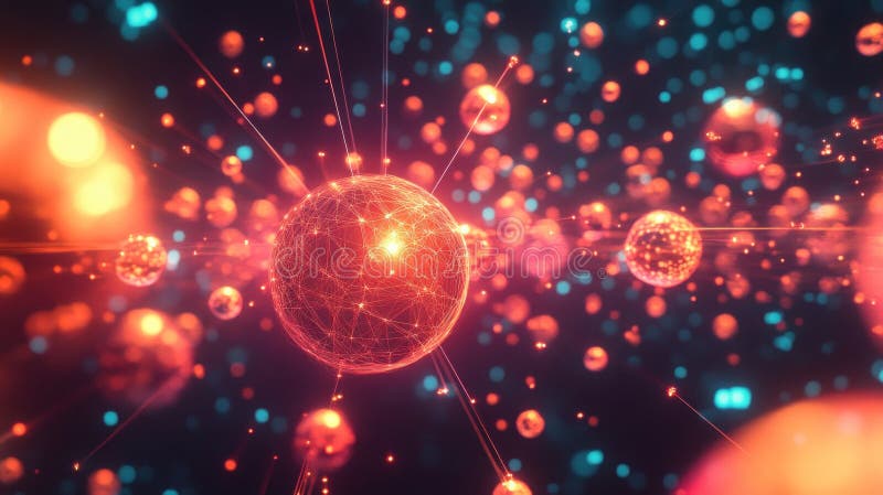 Abstract Digital Sphere with Luminous Particles and Energy Lines Stock ...