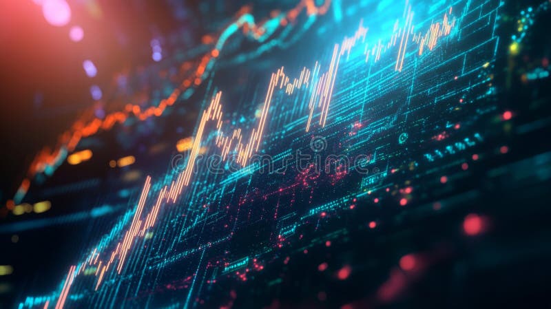 Abstract Digital Stock Market Chart Showing Growth Stock Illustration ...