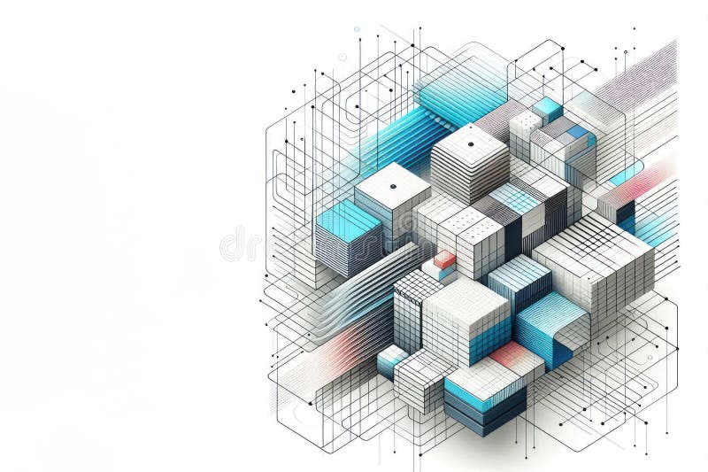 Abstract Digital Structure of Cubes on a Light Background. Space for ...