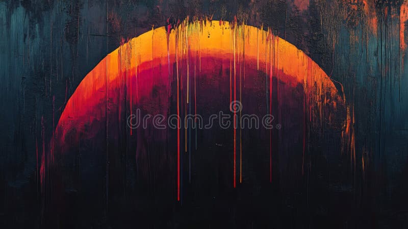 Abstract Digital Sunset Painting with Dripping Effects Stock ...