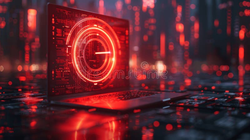 Abstract Digital Target on Laptop Screen with Cyber Technology ...