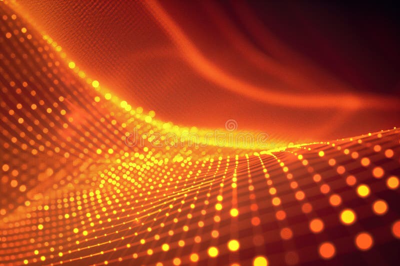 Abstract Digital Tech Background Design with Orange Illuminated Dots ...