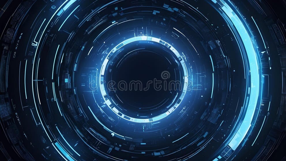 Abstract Digital Tech Circle Blue Technology Background Stock ...