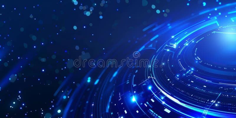 An Abstract Digital Technology Backdrop Featuring Glowing Blue Lights ...