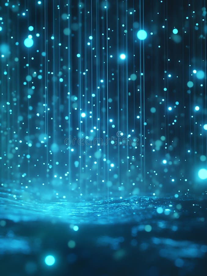 Abstract Digital Technology Background with Blue Glowing Particles ...