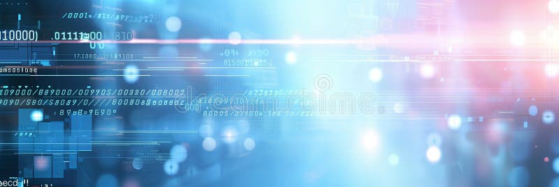 Abstract Digital Technology Background with Blurry Lights and Data ...