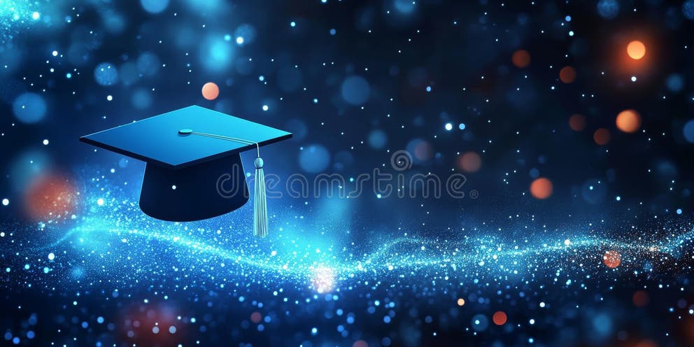 An Abstract Digital Technology Background Featuring a Graduation Cap As ...