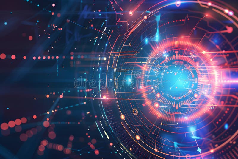 Abstract Digital Technology Background with Glowing Circuit Lines and ...