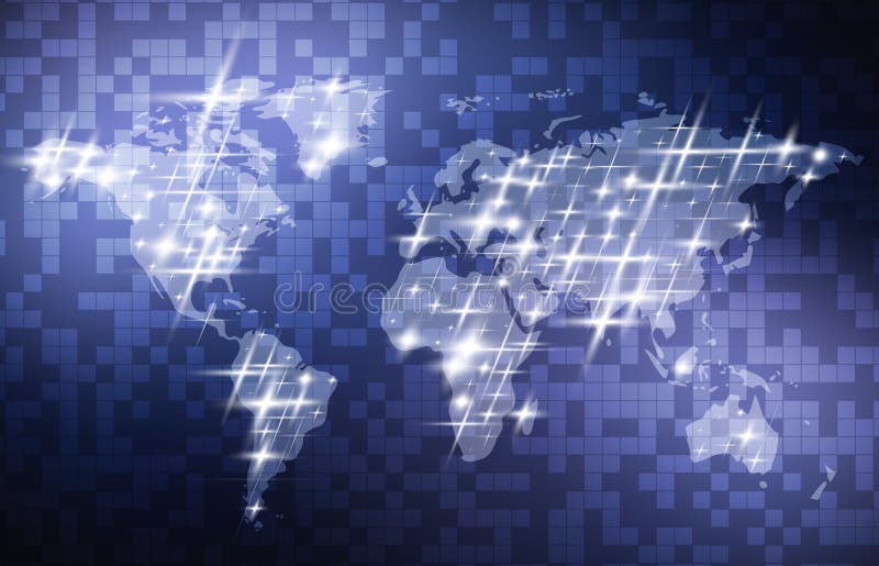 Abstract Digital Technology Background with World Map. Vector Template ...
