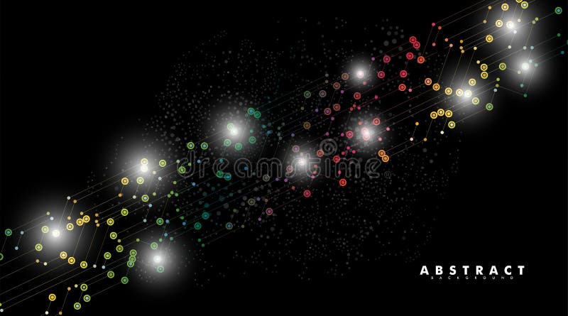 Abstract Digital Technology Black Background. Lines and Points ...