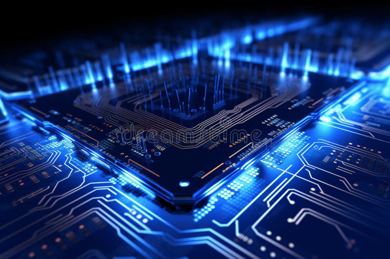 Abstract Digital Technology Circuit Background with Blue and Red Colors ...