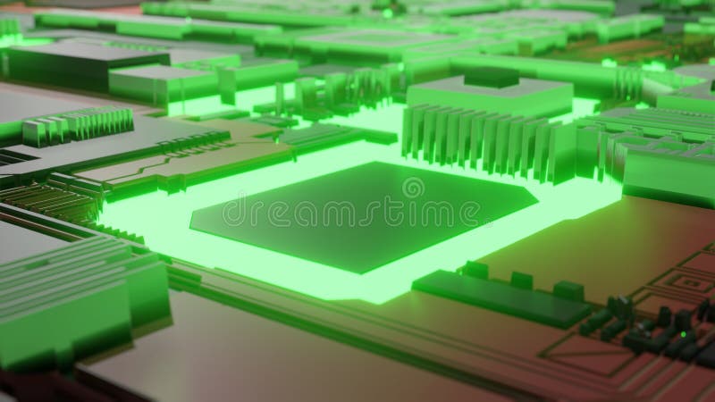 Abstract Digital Technology Circuit Board with Neon Colors Digital Data ...