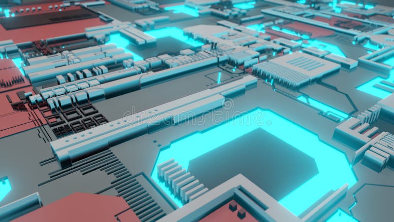Abstract Digital Technology Circuit Board with Neon Colors Digital Data ...