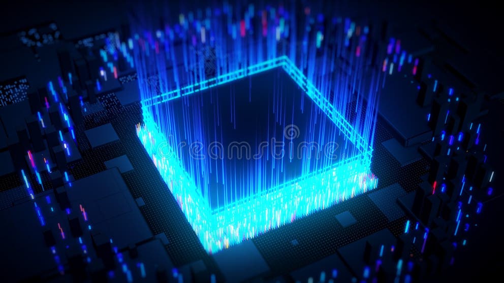 Abstract Digital Technology Dark Blue Shiny CPU Chip Circuit Board ...