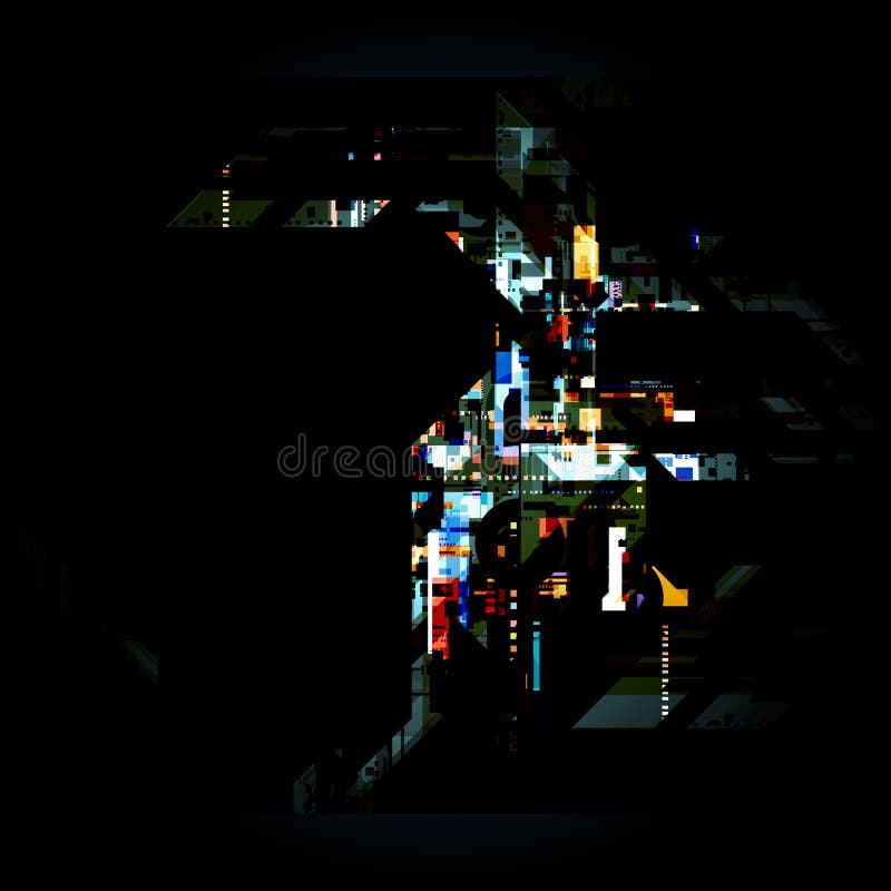 Technology Glitch Color Background with Grid Face on Black. Futuristic ...