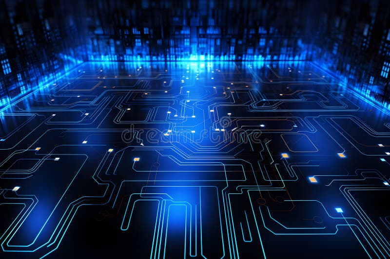 Digital Technology Internet Network Connection Blue Background, Cyber ...