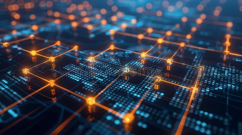 Abstract Digital Technology Network with Glowing Nodes and Connections ...