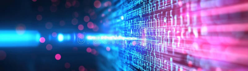 Abstract Digital Technology Shows Data Flow and Glowing Lens Flare ...