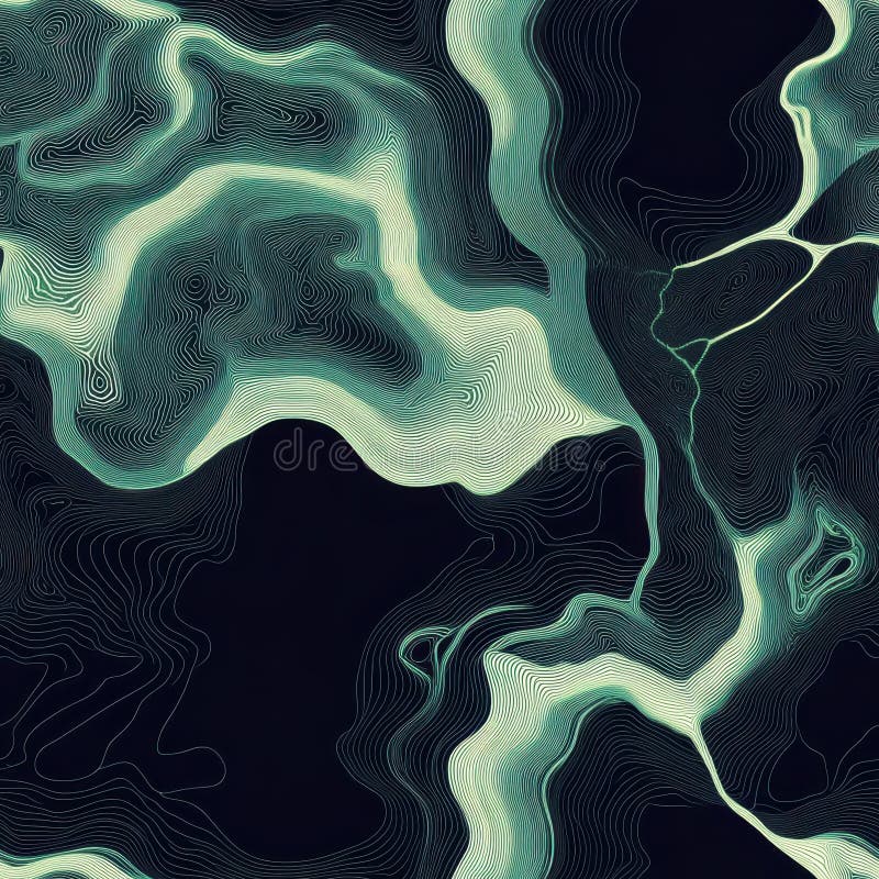 Abstract Digital Topography Art with Fluid Lines and Dark Background ...