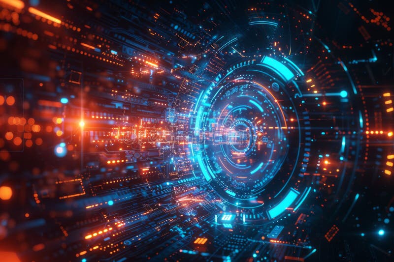 Abstract Digital Transformation Artwork with Glowing Tech Icons ...