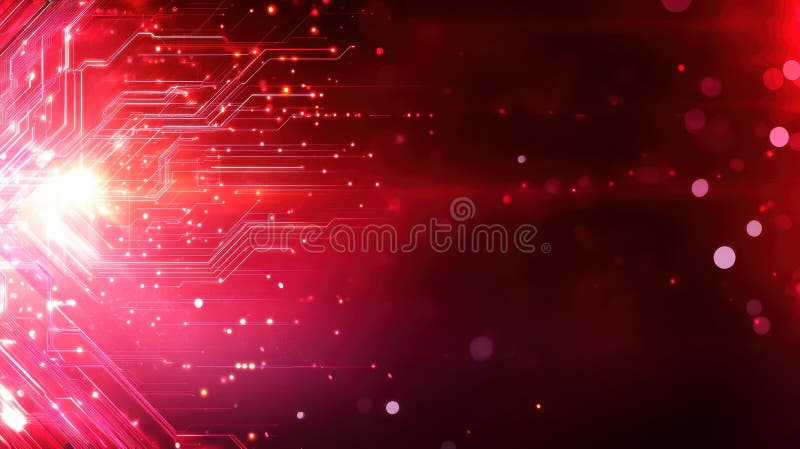 Abstract Digital Transformation Theme with Red Circuit Patterns and ...