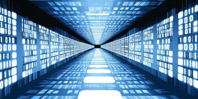 Abstract Digital Tunnel With Binary Code Stock Illustration Illustration Of White Matrix