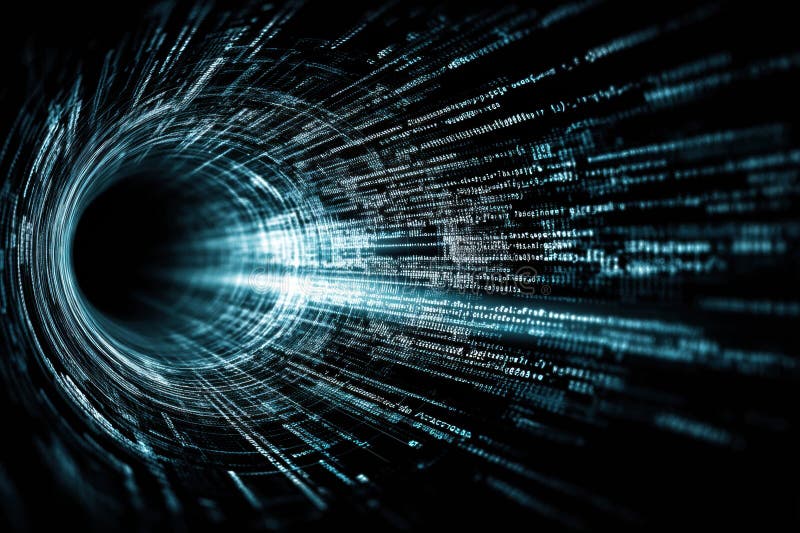 Abstract Digital Tunnel Formed by Lines of Coding Language in Motion, Creating a Mesmerizing ...