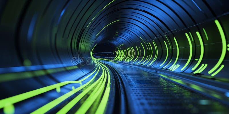 Abstract Digital Tunnel with Glowing Data Stream Stock Photo - Image of ...