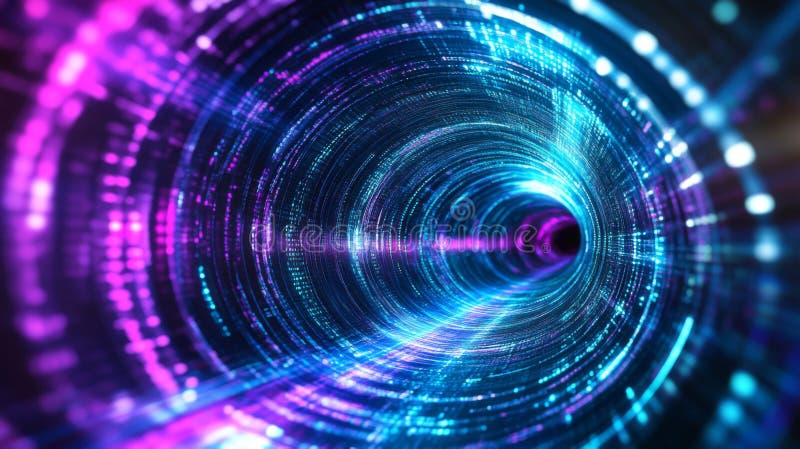 Abstract Digital Tunnel of Light and Data Streams Stock Photo - Image ...