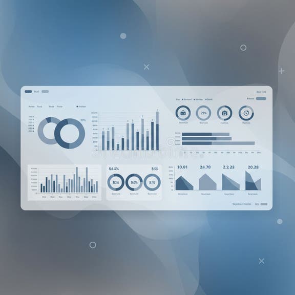 Abstract Digital User Interface Featuring Data Visualizations on a ...