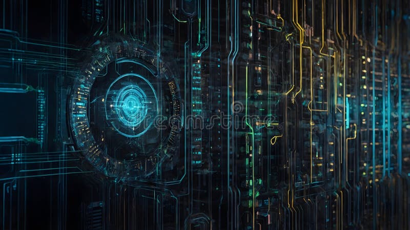 Abstract Digital Vault with Glowing Locks Representing Cybersecurity in ...