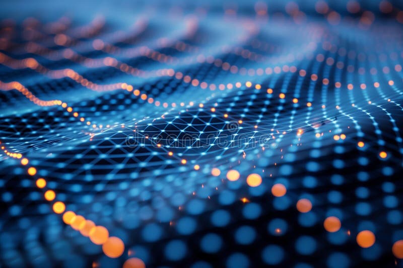 Abstract Digital Visualization of Blue and Orange Networks at Night ...