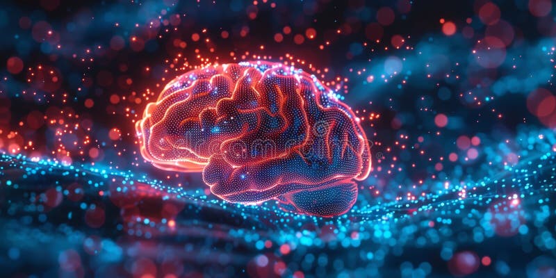 Abstract Digital Visualization of a Brain, Representing Neuroscience ...