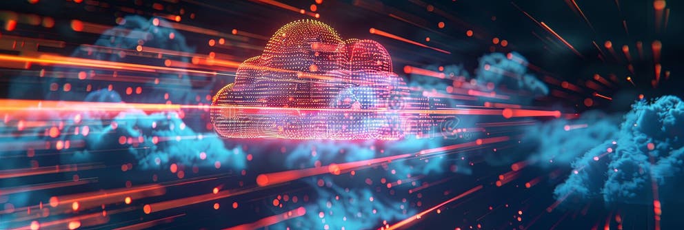 An Abstract Digital Visualization of Cloud Computing, Featuring a ...