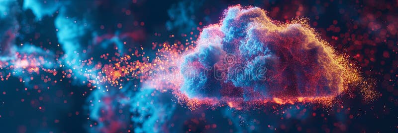 An Abstract Digital Visualization Of Cloud Computing With Glowing Data Processing And Ai