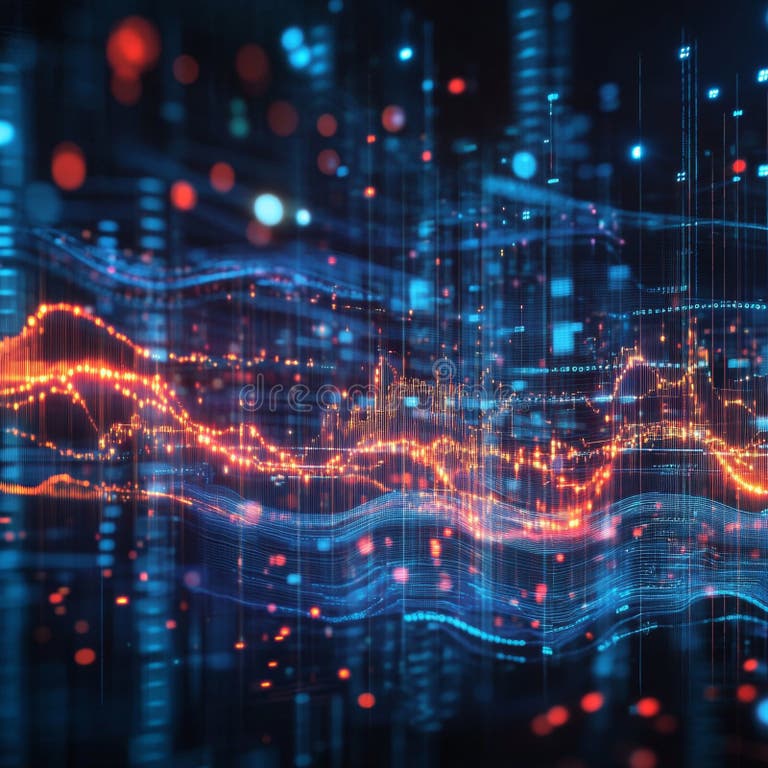 Abstract Digital Visualization of Colorful Data Waves Representing ...